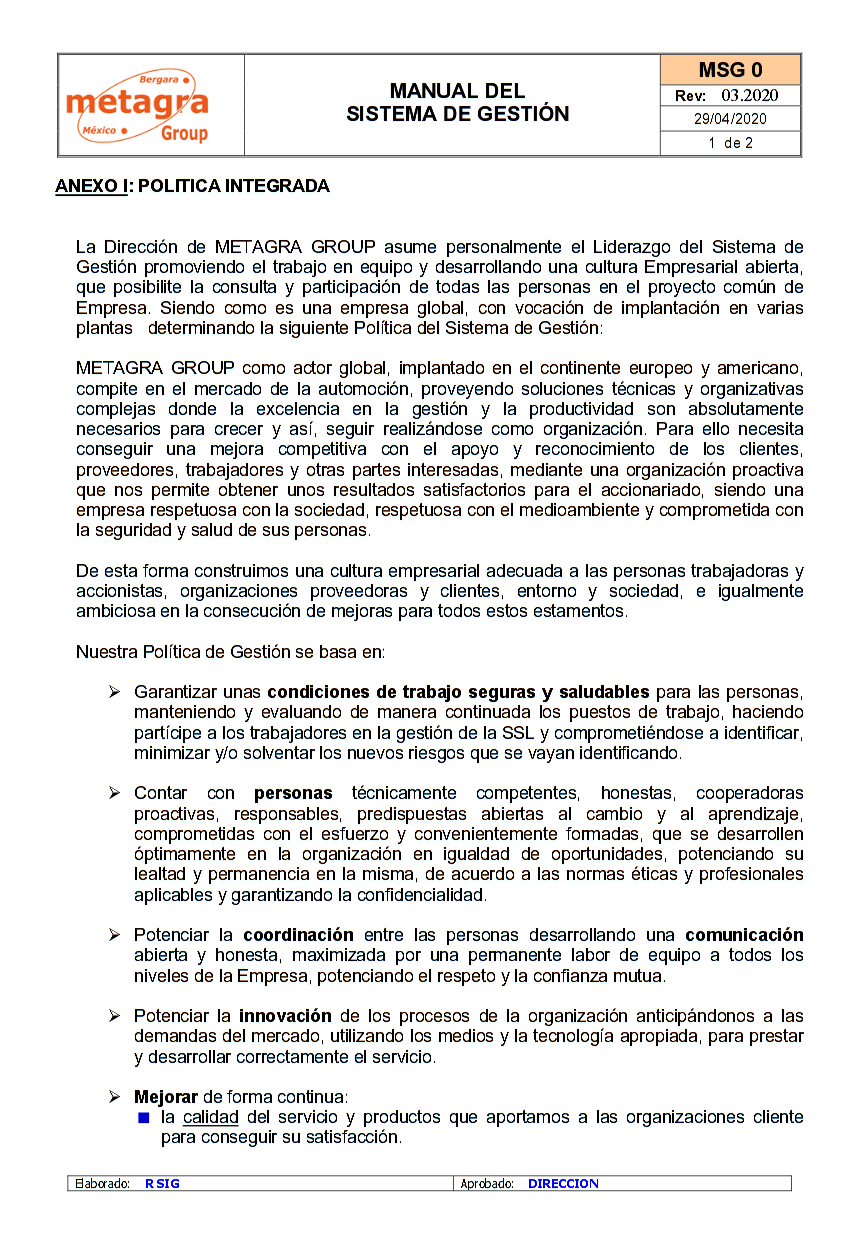 Calidad: Garantía de factibilidad | Metagra Group